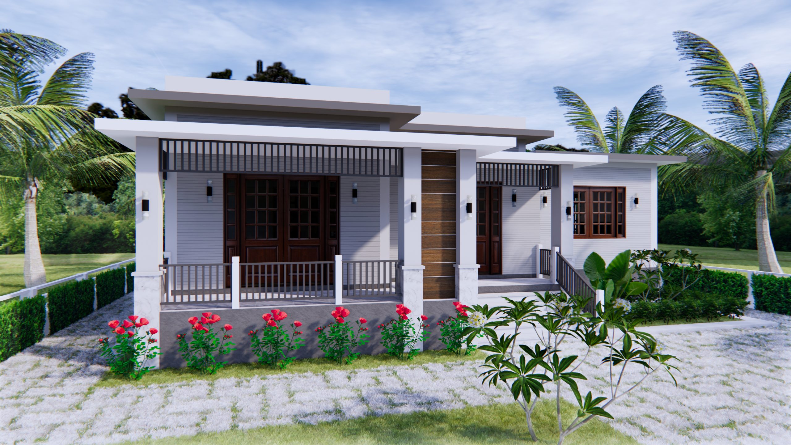 House Design 3d 12x11 Meter 39x36 Feet 3 Bedrooms Terrace Roof - House ...