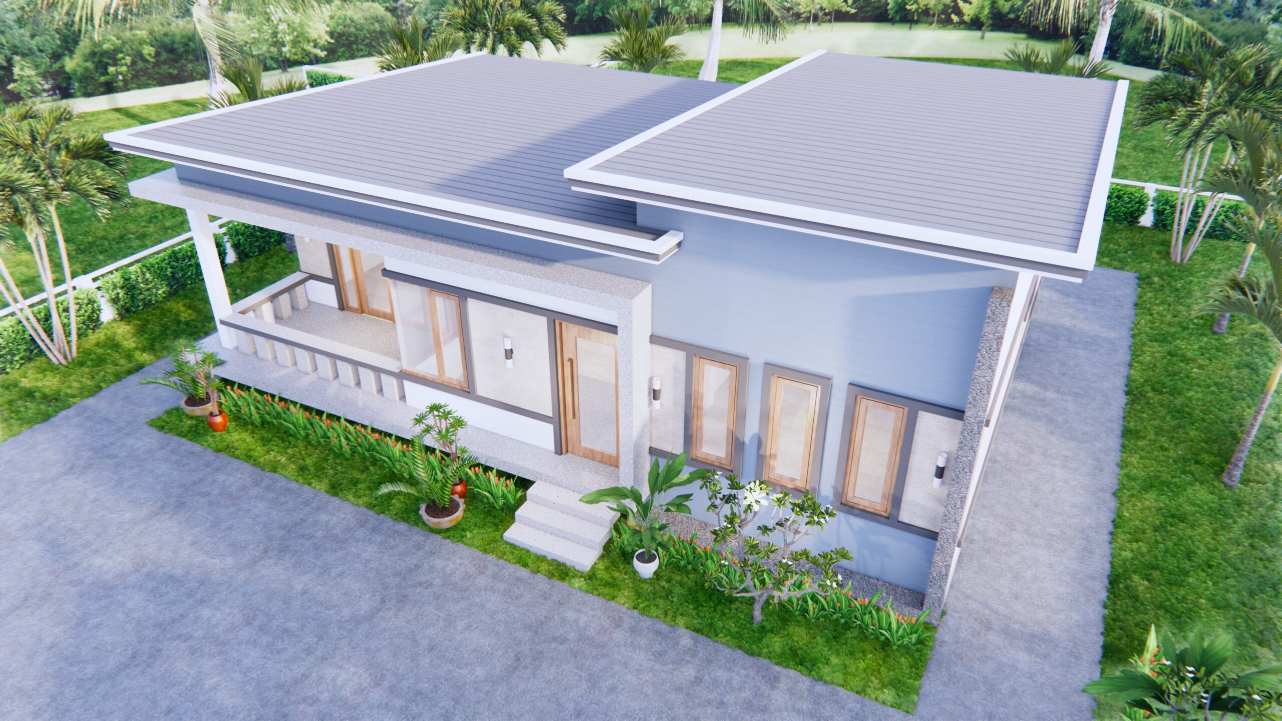 House Design 3d 12x12 Meters 40x40 Feet Shed Roof - House Design 3D