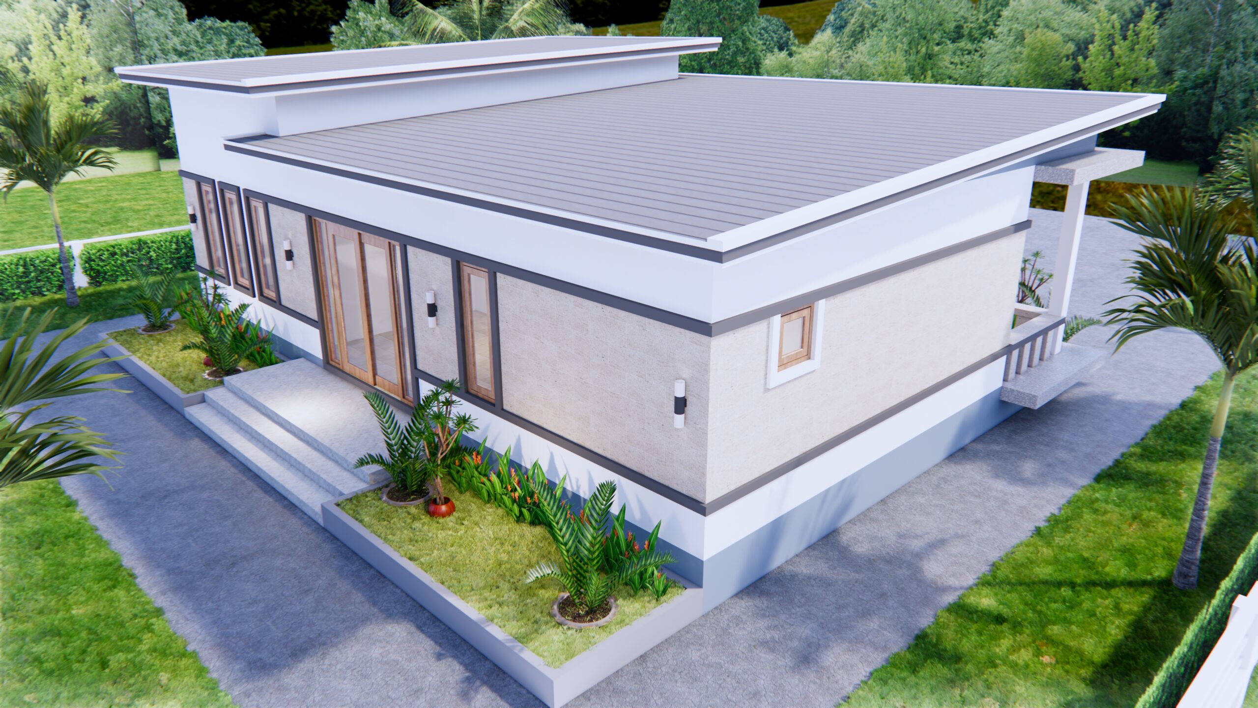 House Design 3d 12x12 Meters 40x40 Feet Shed Roof - House Design 3D