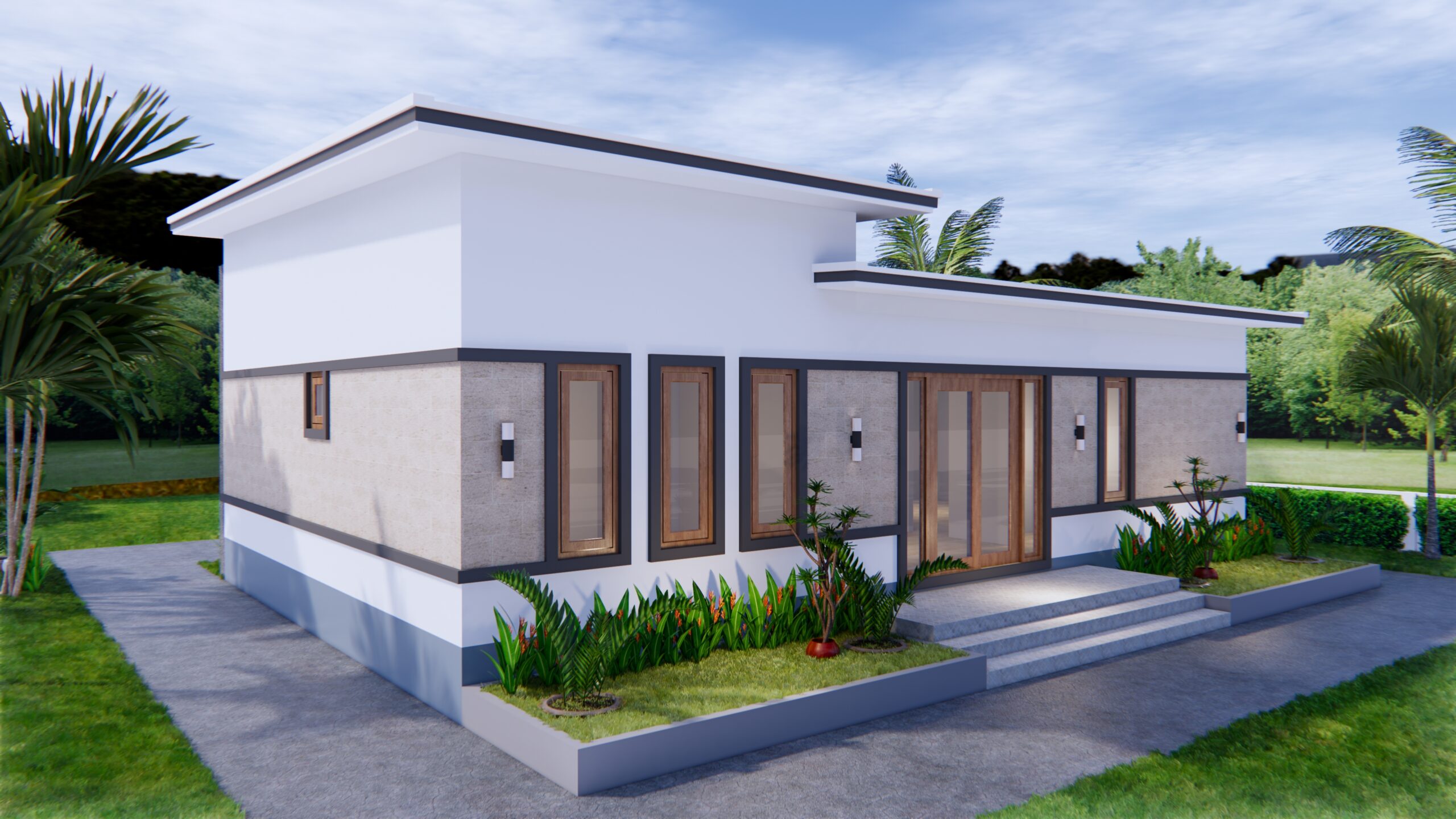 House Design 3d 12x12 Meters 40x40 Feet Shed Roof - House Design 3D