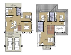 House Plans 8.5x13.5 with 4 Bedrooms - House Design 3D