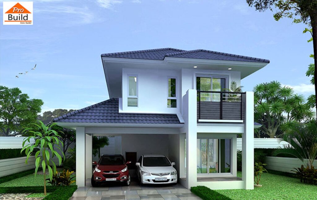 House Design Plans 8x11 with 4 Beds - House Design 3D
