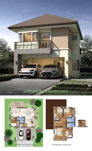 4 Bedrooms House Design 8x12 meters - House Design 3D
